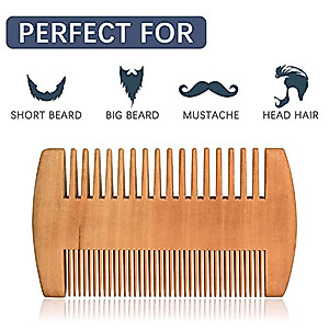 Beard Power Wooden Beard Comb & Durable Case for Men with Sexy Beard, Fine & Coarse Teeth, Pocket Comb for Beards & Mustaches (motorcycle brown)