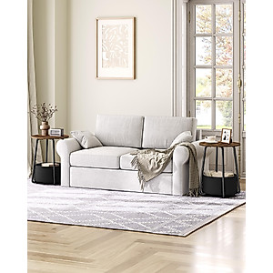 CHOEZON Round Side Table, Small End Table with Fabric Storage Basket, 2-Tier Bedside Table, Round Nightstand, for Small Space, Living Room, Bedroom, Nursery, Rustic Brown and Black TBZ03BF