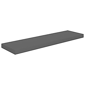 YUHI-HQYD Floating Wall Shelves,Wall Shelves for Living Room,Earthy Room Decor,Shelves for Wall Storage,Invisible mounting System,for Bedroom, Living Room, 2 pcs High Gloss Gray 35.4"x9.3"x1.5" MDF