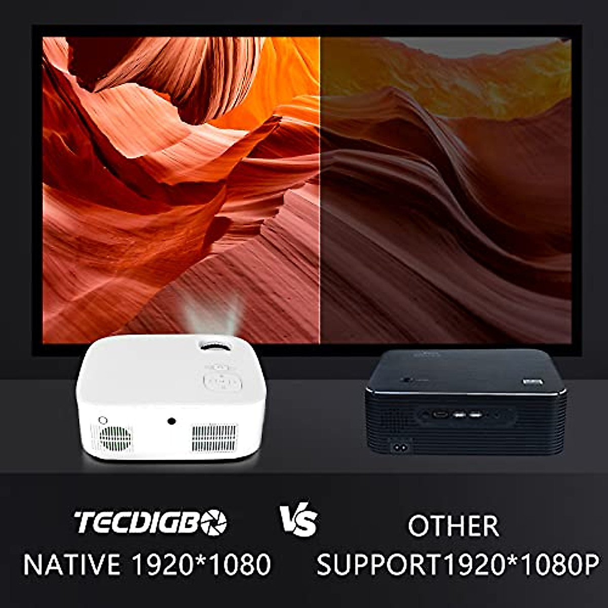 5G WiFi Bluetooth Projector,Home Theater Video Projector 4K Projector ±50° Support 4D Keystone Correction, Native 1080P Full HD Outdoor Movies Projector, Compatible with TV Stick, iOS, Android, PS5