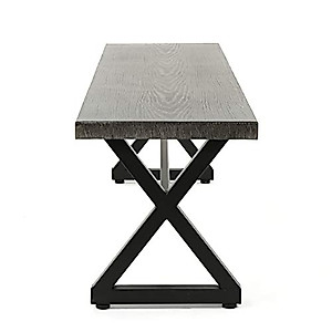 Christopher Knight Home Rolando Outdoor Aluminum Dining Bench with Steel Frame, Grey / Black