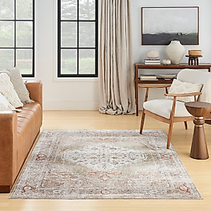 Nourison Astra Machine Washable Bohemian Sage Multi 5'3" x 7' Area -Rug, Easy -Cleaning, Non Shedding, Bed Room, Living Room, Dining Room, Kitchen (5x7)
