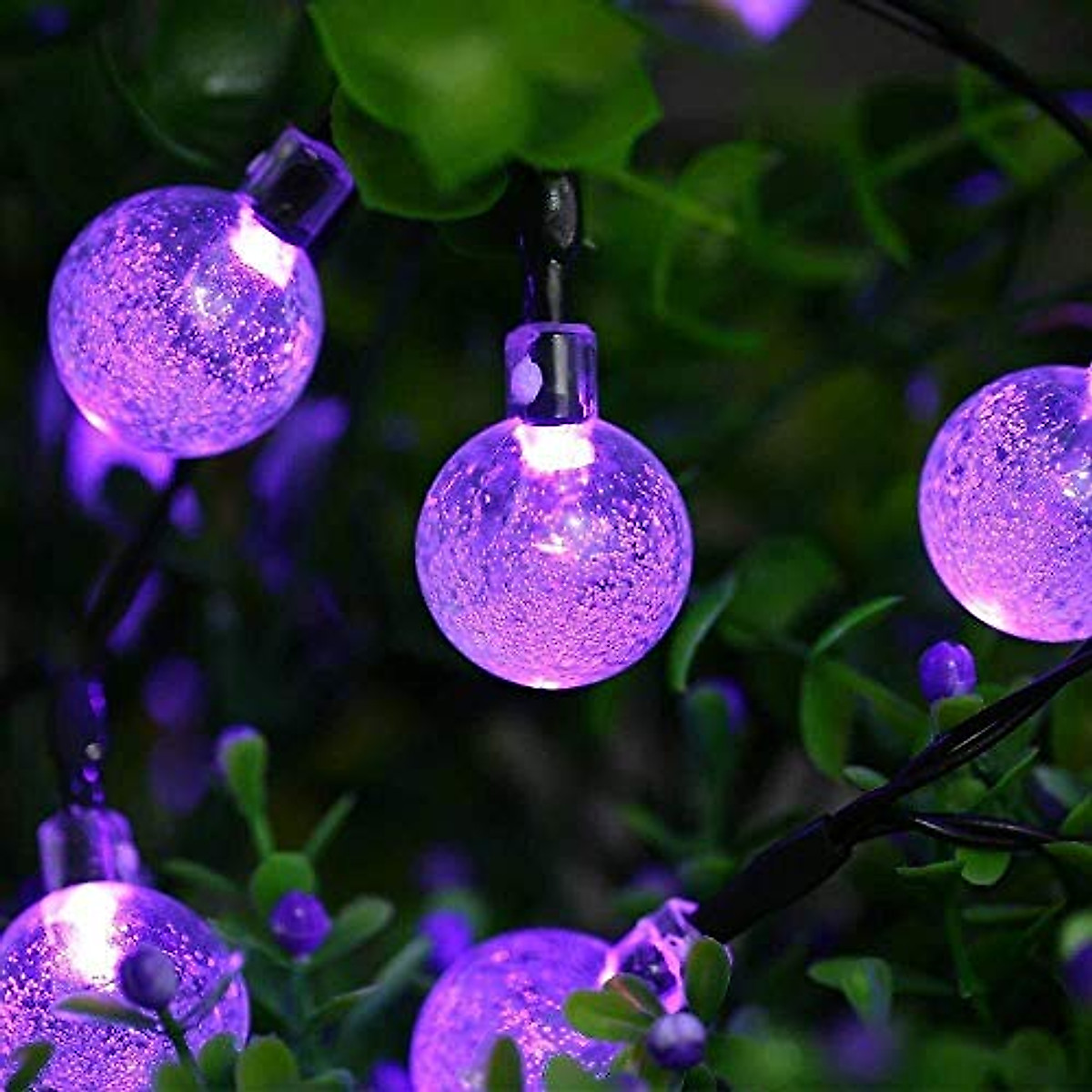 LIUPENGWEI Solar String Light, 20LED, 5m Outdoor Crystal Ball Christmas Decorative Lights Christmas Tree Lawn Home Garden, Dew Purple Waterproof Solar Lamp Garden Ghost Light