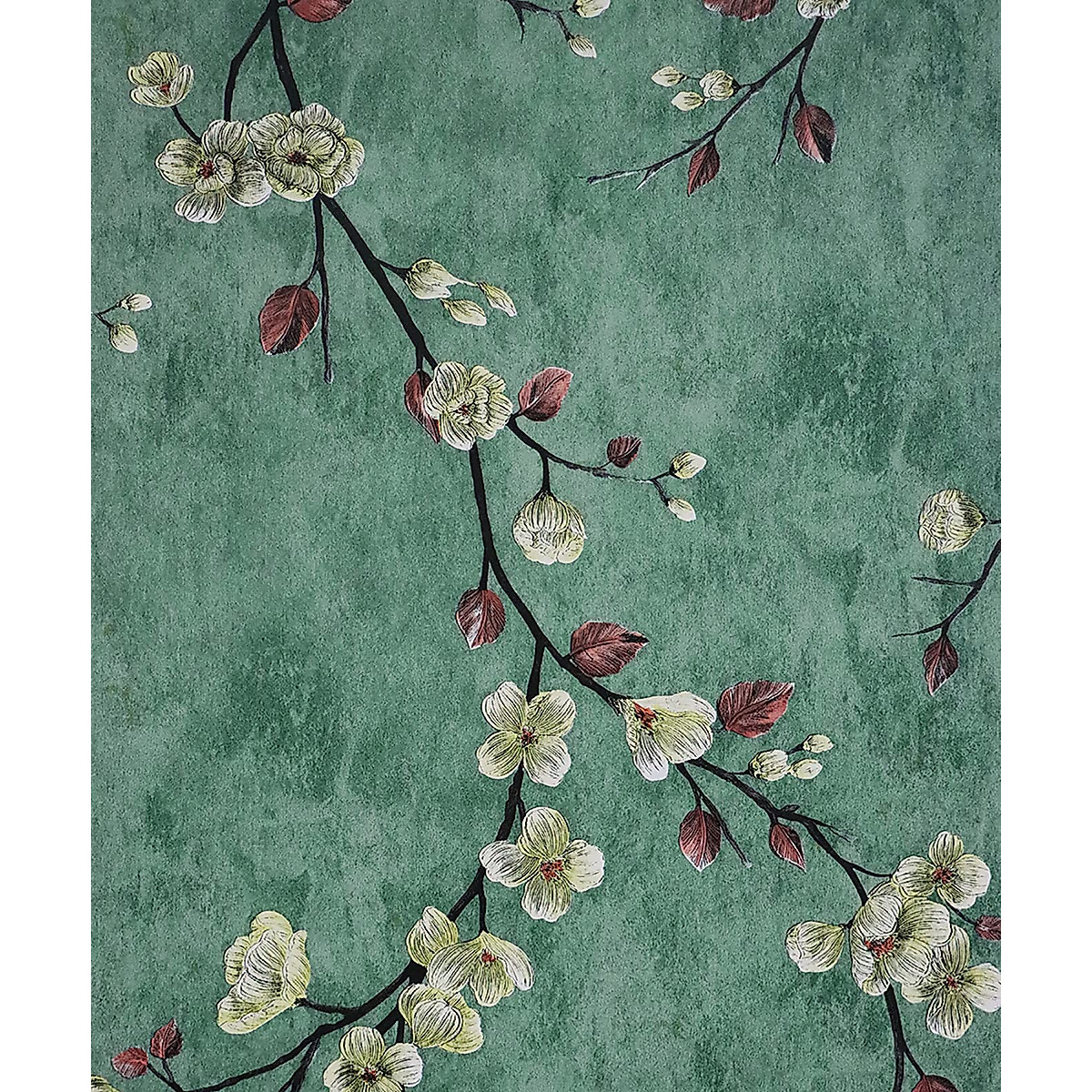 Dulanxer Flower Tree Wallpaper Peel and Stick Wallpaper Self Adhesive Removable Paper Wall Covering Shelf Drawer Liner Vinyl Roll 17.7" x 118", Green