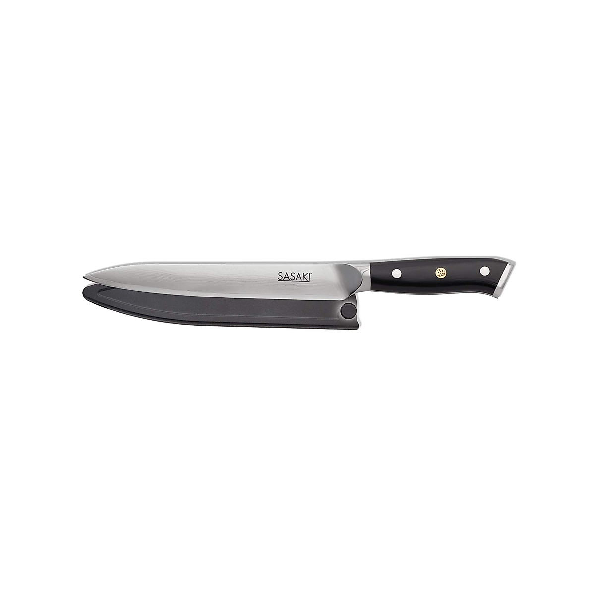 Sasaki Masuta Japanese AUS-10 Stainless Steel Slicing Knife with Locking Sheath, 8-Inch, Black