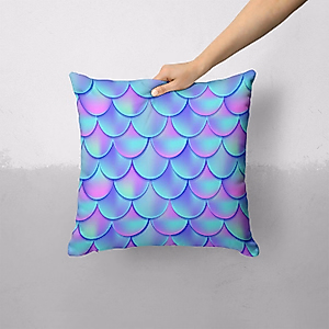iiRov Holographic Mermaid Scales [Converted] - Custom Decorative Home Decor Indoor or Outdoor Throw Pillow Cover Plus Cushion Set for Sofa, Bed or Couch (Pillow CASE Cover Plus Cushion)