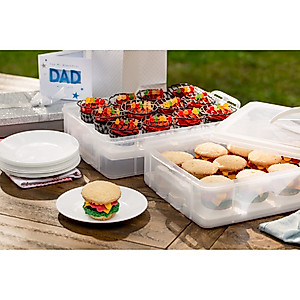 Snapware Snap 'N Stack Portable Storage Carrier with Lid for Desserts, BPA-Free Cupcake Containers, Cake Carrier with Stackable Trays, Microwave, Freezer and Dishwasher Safe