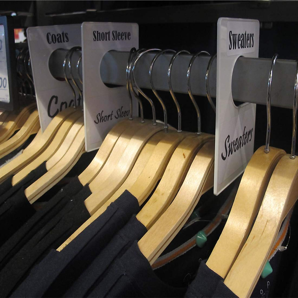 TraGoods 20 Pack White Clothing Rack Size Dividers Plus 90 Labels (1 Inch) and 20 Large Blank Labels, Large Rectangular Clothing Closet Dividers (Pearl White)