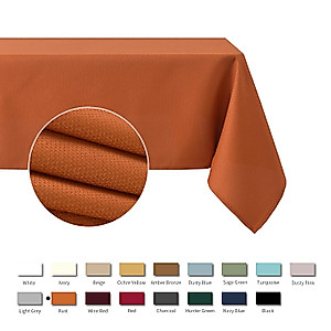 maxmill Rectangle Textured Tablecloth Waterproof Spillproof Wrinkle Free Table Cloth, Kitchen Dining Tabletop Thanksgiving Decoration, Table Cover for Outdoor and Indoor, 52 x 70 Inch, Rust