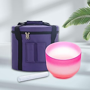 KVKA 10 Inch F Note Heart Chakra Rainbow Quartz Frosted Crystal Singing Bowl with Carrying Case for Sound Healing Yoga Bath