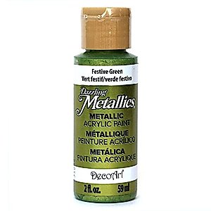 DecoArt Dazzling Metallics 2-Ounce Festive Green Acrylic Paint