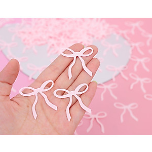 190PCS Pink Bow Confetti - Bow Bachelorette Party Decorations,Bridal Shower Wedding Table Confetti,She's Tying The Knot Bachelorette Confetti,Pink Bow Scatter Confetti Photo Props,Girly