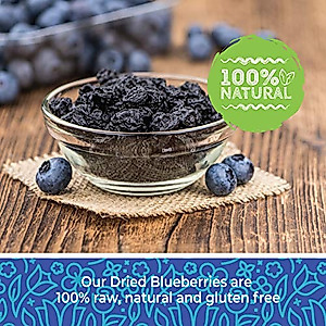 Whole Dried Blueberries, No Sugar Added, Bulk, Dehydrated, Dried Unsweetened Blueberries, All Natural, Non-GMO, 1 Pound. - 16 oz.