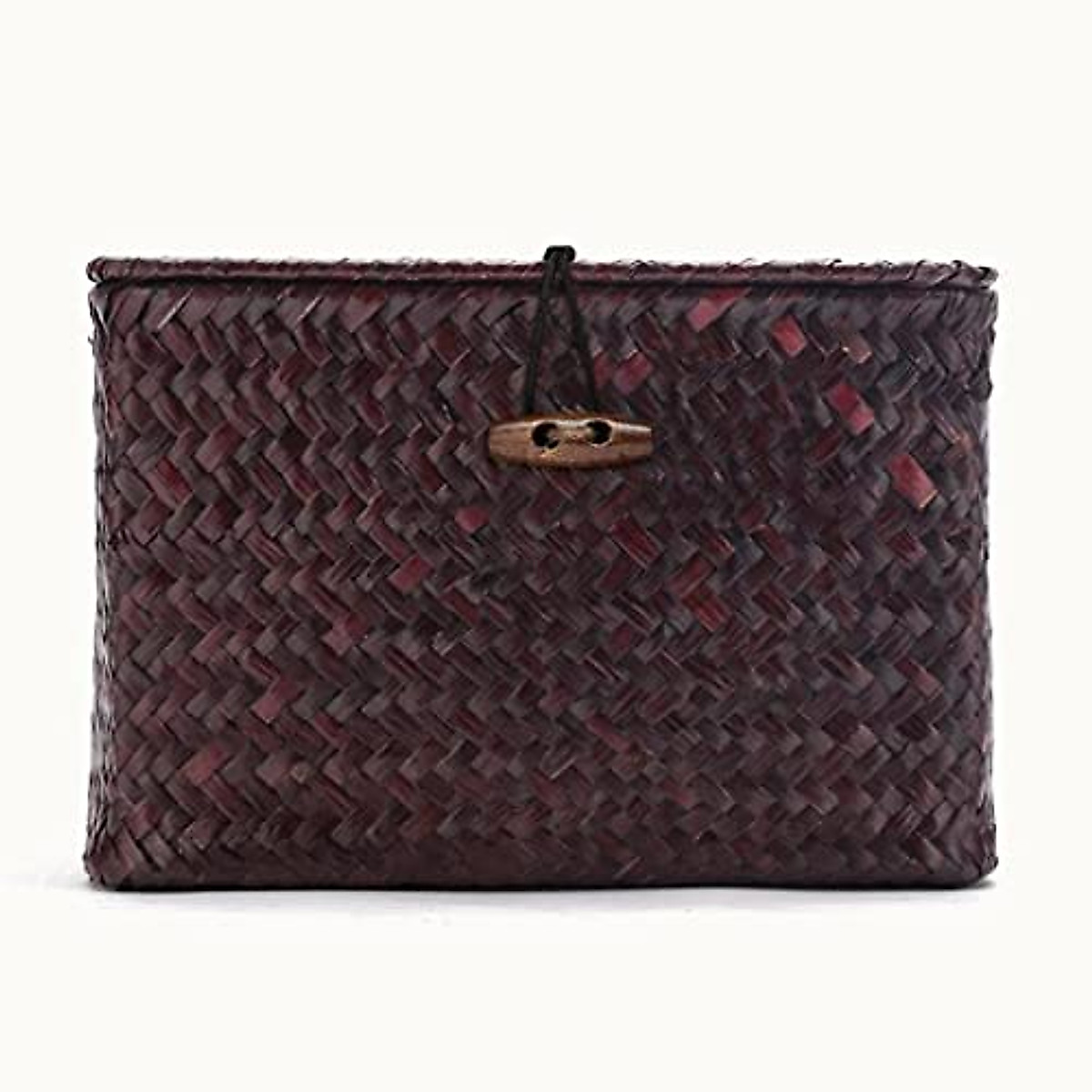 PETSOLA Seaweed Woven Srage, Stackable Ctainer Box with Lid Organizer Closet Drawer, Coffee