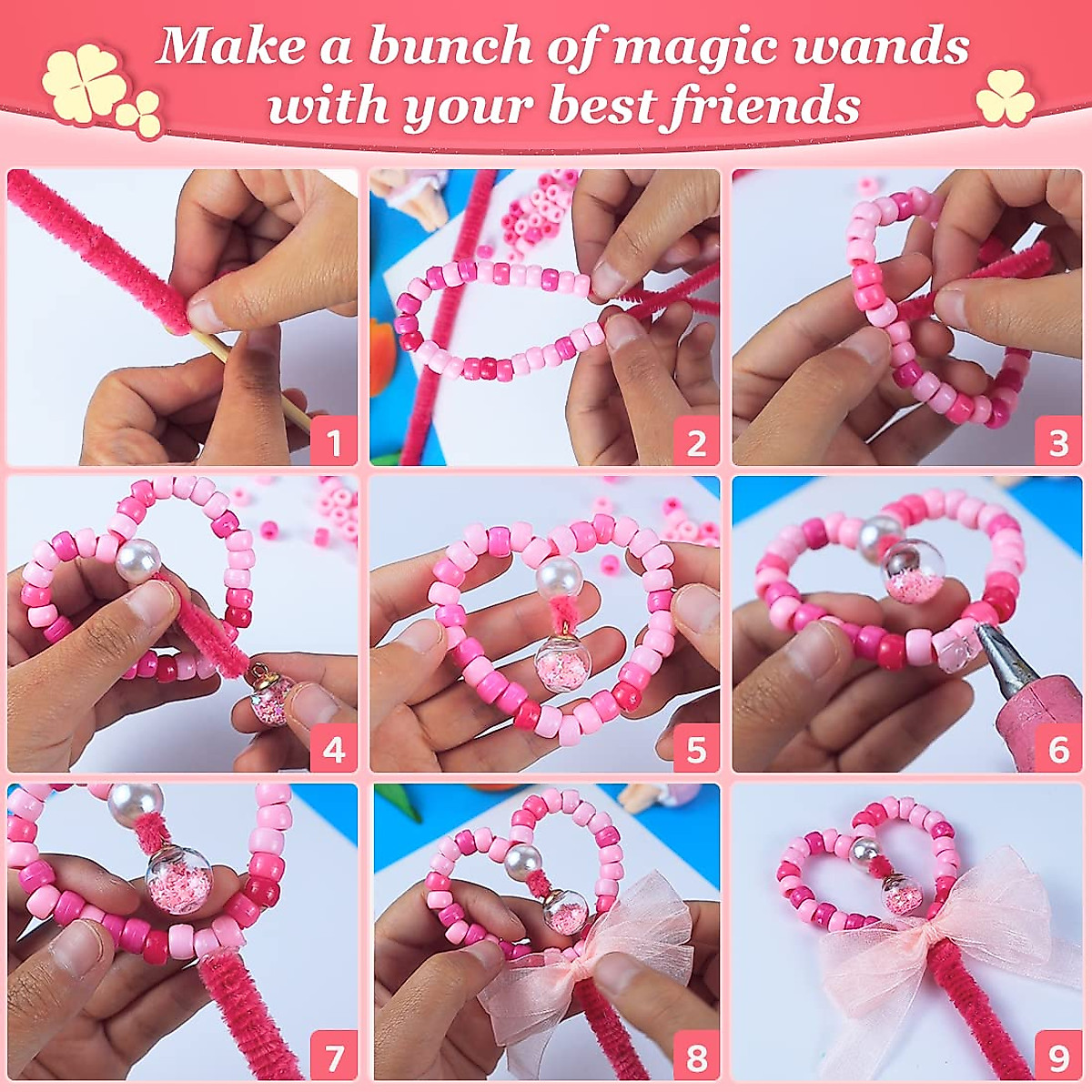 1000+ pcs Pony Beads, Multi-Colored Bracelet Beads, Beads for Hair Braids, Beads for Crafts, Plastic Beads, Hair Beads for Braids (Medium Pack, Classic)…