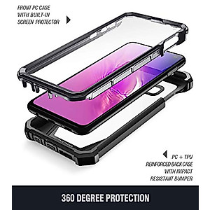 Poetic Galaxy S10e Rugged Clear Case, Full-Body Hybrid Bumper Cover, Support Wireless Charging, Includes Built-in-Screen Protector, Guardian Series, Case for Samsung Galaxy S10e 2019, Black