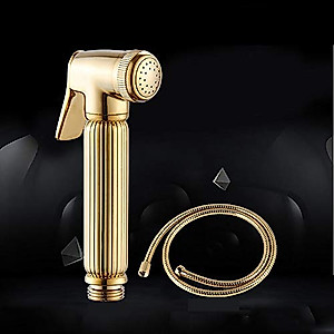 ZLOCYIVHE Bidet Sprayer Faucet Set with Cold Water Brass Handheld Toilet Bidet Attachment Pressure Sprayer Wall Mount Single Handle Bidet Spray Set for Personal Hygiene,Antique(Gold)