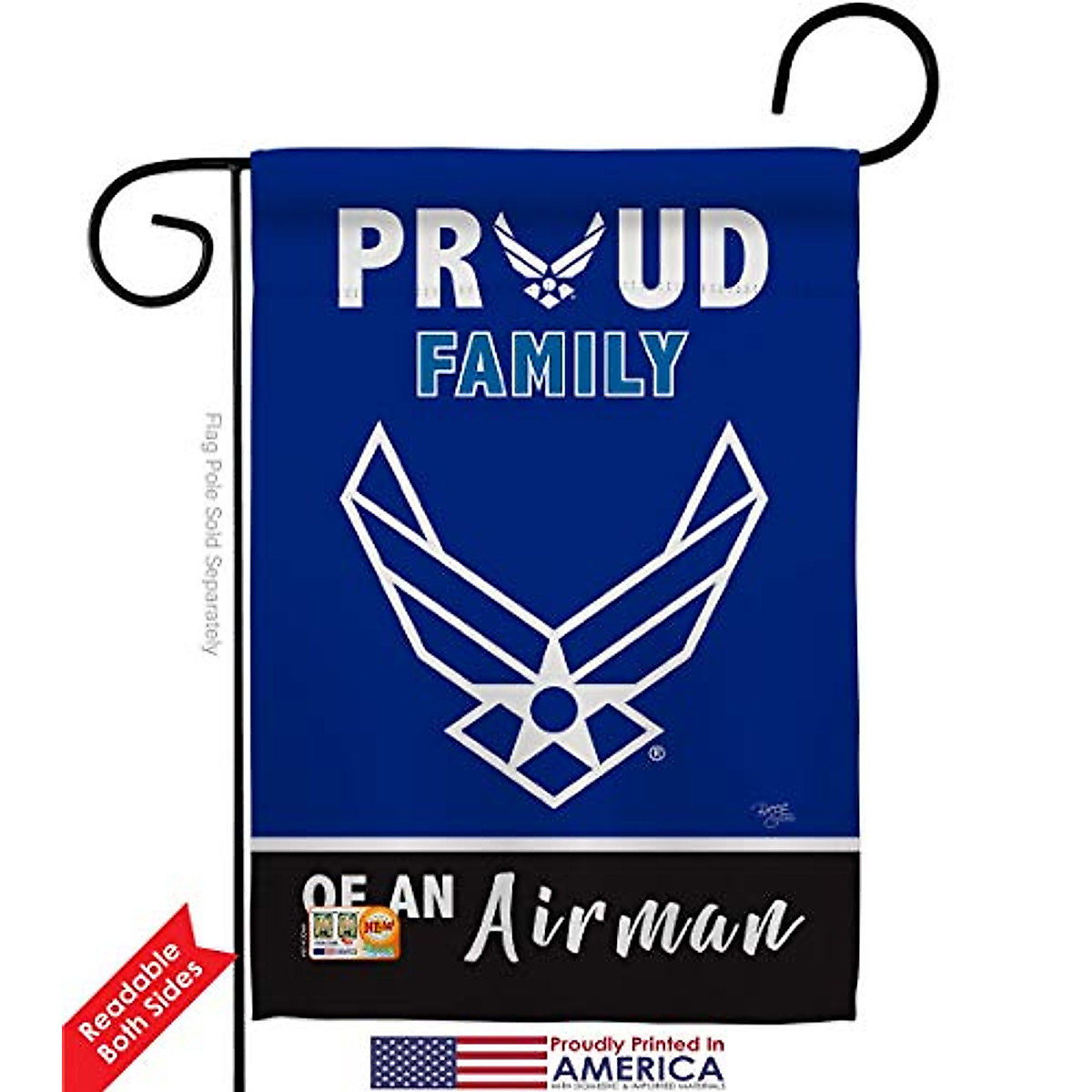 Breeze Decor Proud Family Airman Garden Flag 2pcs Pack Armed Air Force USAF United State American Military Veteran Retire Official House Banner Small Yard Gift Double-Sided, Made in USA