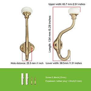 TUNNY Coat Hooks - 5 Pack Champagne Bronze Towel Hooks Robe Hooks Decorative Wall Hooks for Bathroom Bedroom Kitchen Towel Robe Clothes Cabinet Closet Bathroom Hardware