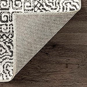 nuLOOM Abstract Tribal Machine Washable Area Rug, 5x8, Grey