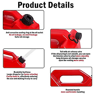 ATV Gas Can 1.3 Gallon with Mounting Bracket and Lock, 5L Oil Petrol Storage Cans Spare Emergency Backup Tanks,for SUV ATV Motorcycle Gas Can