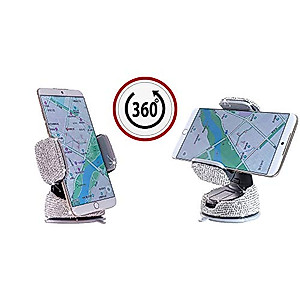 Bling Car Phone Holder, LYCARESUN 360°[Adjustable & Stable] Crystal Universal Phone Mount for Car, Windshield Dashboard Air Vent Car Stand Phone Holder, Car Accessories for Women and Girl (Colorful)…