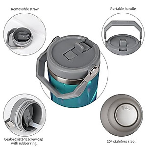 30oz Stainless Steel Insulated Tumbler with Flip Lid & Straw, Leakproof Travel Mug for Car, Color Jellyfish Double Wall Vacuum Thermal Coffee Cup with Handle, Spill-Proof Design for Hot/Cold Drinks