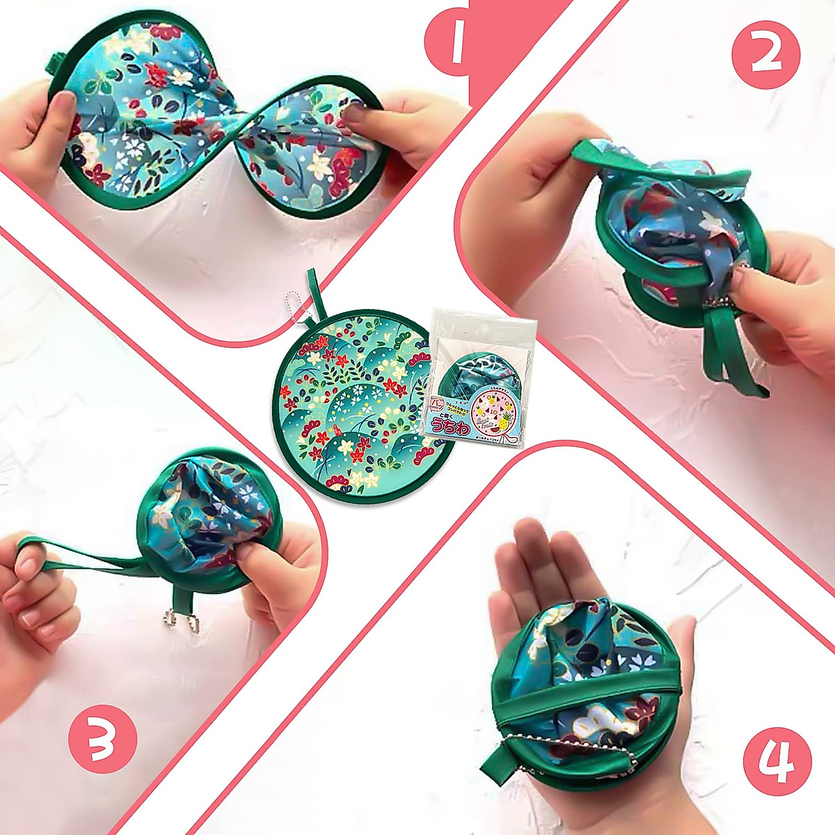 VANVENE 5 Pack Japanese Foldable Fan,Folding Hand Fan,Collapsible Hanheld Fans for Wedding Party Favors Decorations Portable