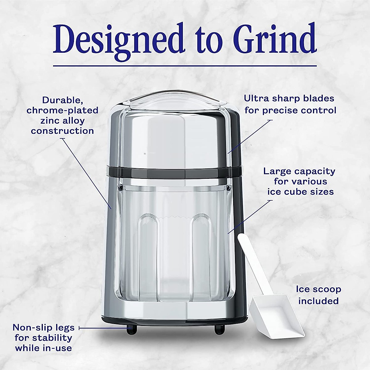 XKONG Manual Ice Crusher With，Ice Crusher ，Manual Rotary Ice Crusher，Crushes Ice to Your Desired Fineness ，Non-Slip Easy to Use Ice Crusher Hand Crank