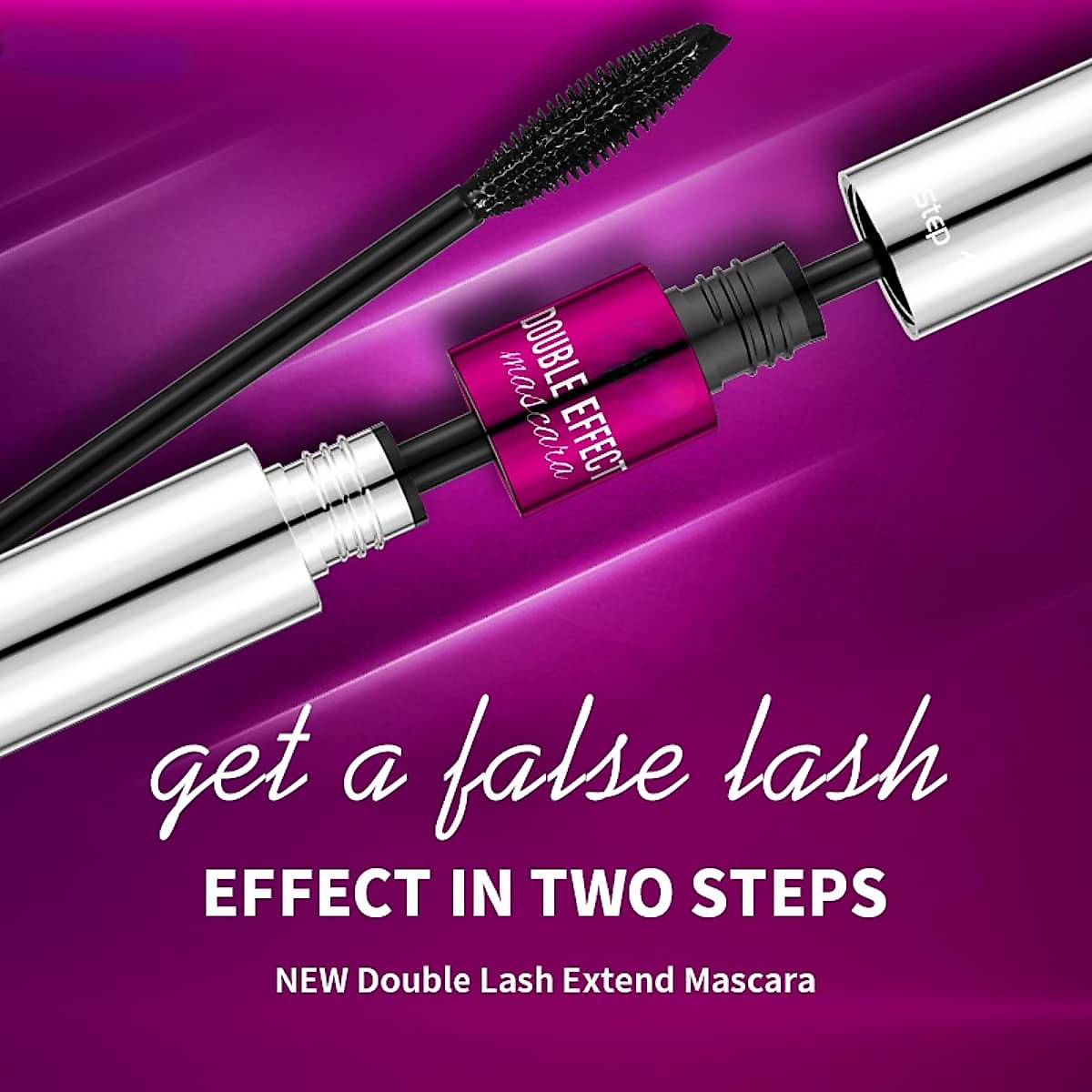 2 in 1 Lash Mascara - 4D Lashes Mascara with black Mascara for 5x Longer Waterproof Wear lasting No Clumping Superstrong (1-1PCS)