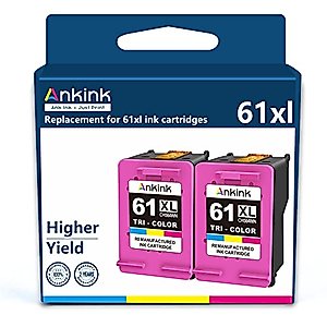Ankink 61XL Color Ink Cartridge for HP Ink 61 Color HP 61 XL 61xl Color Printer Ink Combo Pack for HP Envy 4500 5530 4502 5535 5534 officejet 4630 4635 Deskjet 1000 1010 1510 Series Printer Ink(2PCS)