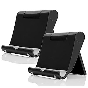 JUSDIQIR Cell Phone Stand for Desk 2 Pack Mobile Phone Holders Desktop Tablet Stand, Foldable Phone Dock Universal Adjustable Tablet Stand for Desk Compatible with Cell Phone Support