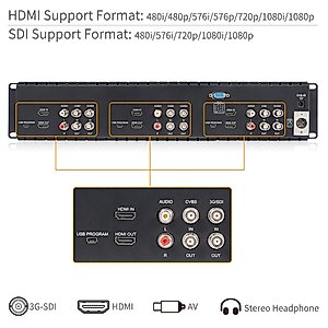 FEELWORLD T51 2RU Triple 5 Inch SDI Rack Mount Broadcast Monitor LCD 800x400 3G SDI HDMI AV Input and Output