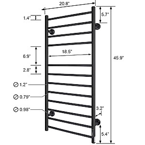 JSLOVE Towel Warmer Wall Mounted Heated Towel Racks for Bathroom, Stainless Steel Hot Towel Rack with Timer (12 Bars Matte Black)