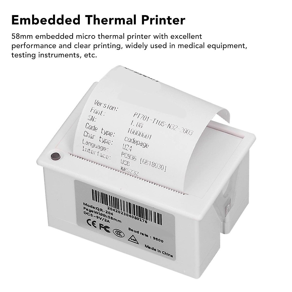 Embedded Thermal Receipt Printer 58mm Micro Thermal Label Printer with Paper Support USB and TTL Serial Port 5 to 9V