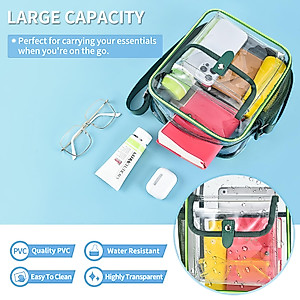 SPODEARS Clear Stadium Tote Bag for Concerts - 10.5"x8.5" Crossbody Purse with Bottle Holder & Adjustable Shoulder Strap, Green