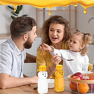 Thenshop 48 Pcs 8oz Plastic Honey Bear Bottle Empty Honey Squeeze Bottle Bear Shaped Honey Containers Honey Bear Cup Bear Honey Bottle Jars with Yellow Flip Top Lid for Storing and Dispensing, Clear