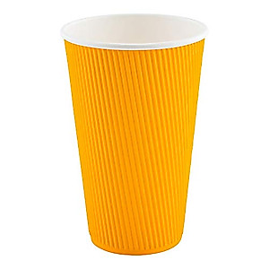 Restaurantware 16 Ounce Disposable Coffee Cups 500 Ripple Wall Hot Cups For Coffee - Lids Sold Separately Rolled Rim Yellow Paper Insulated Coffee Cups For Hot Coffee Tea And More