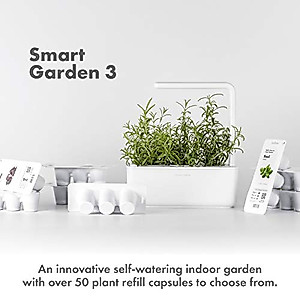 Click & Grow Indoor Herb Garden Kit with Grow Light | Smart Garden for Home Kitchen Windowsill | Easier Than Hydroponics Growing System | Vegetable Gardening Starter (3 Basil Pods Included), Beige