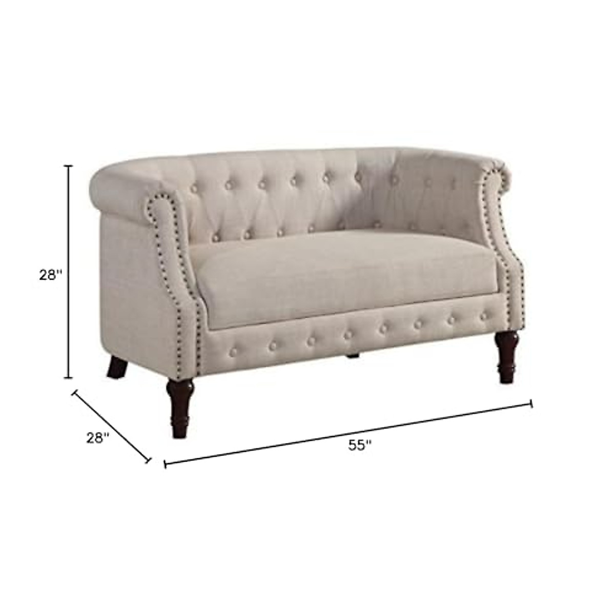 Rosevera C23 Edmeston Chesterfield Loveseat, Beige