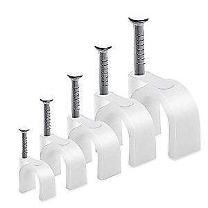 AGPTEK 500pcs Cable Clips with Steel Nails 4mm 5mm 6mm 8mm 10mm Cable Management for RG6, RG59, CAT6, RJ45 Cable Coax Cable, Ethernet Cable, TV Wire Cable, Telephone Cable, Led Starlight, Print Cable