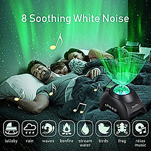 Leoity Star Projector for Bedroom, Aurora Projector with Remote Control; 3-in-1 Nothern Light Projector with Bluetooth Speaker, Built-in White Noise and Timer for Both Kids and Adults - Black