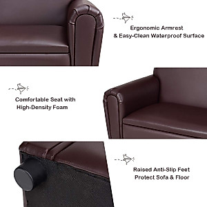 FANTASK Child’ s Sofa, Kid Armrest Sofa Chair Living Room Furniture, Kids Sofa Lounge Bed with Hidden Storage Compartment, Double Seat Upholstered Armchair, Great Gift for Kids, Toddlers