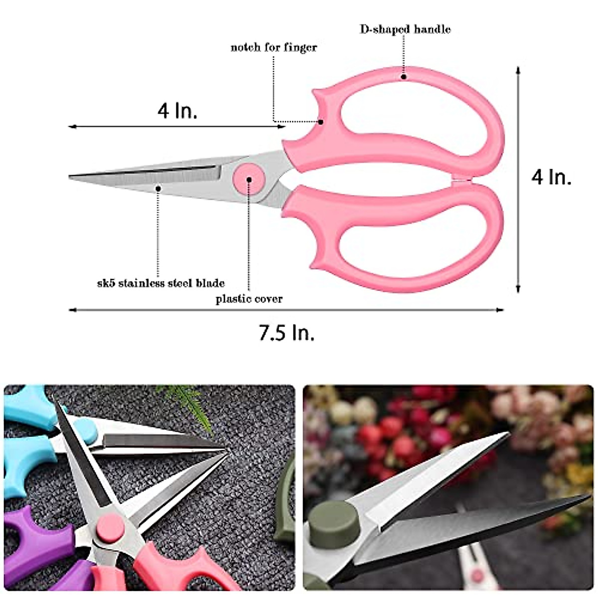 Garden Pruning Shears Scissors,Professional Floral Shears,Colorful Flower Scissors with Comfortable Grip Handles,Premium Floral Scissors with Protective Case for Flower Arrangement,Gardening-Purple