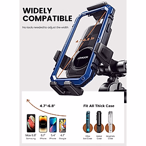 JOYROOM Aluminum Alloy Motorcycle Phone Mount with Vibration Dampener, Motorcycle Phone Holder for Motorcycle Harley Bike Bicycle Scooter ATV/UTV, Compatible with iPhone, Samsung, All Cell Phones
