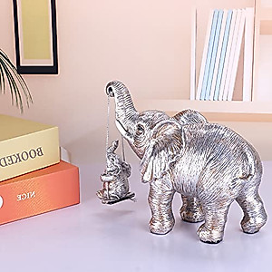 ZJ Whoest Elephant Statue. Elephant Decor Brings Good Luck, Health, Strength. Elephant Gifts for Women, Mom Gifts. Decorations Applicable Home, Office, Bookshelf TV Stand, Shelf, Living Room - Silver
