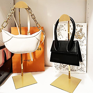 Royxen 3 Pack Handbag Rack Stainless Steel with Adjustable Height, Purse Display Stand (Gold)