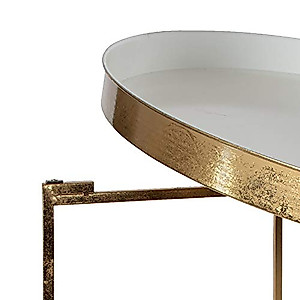 Kate and Laurel Celia Modern Glam Round Metal Coffee Table, 28.25" x 28.25" x 19", White and Gold Leaf, Chic Sophisticated Accent Table