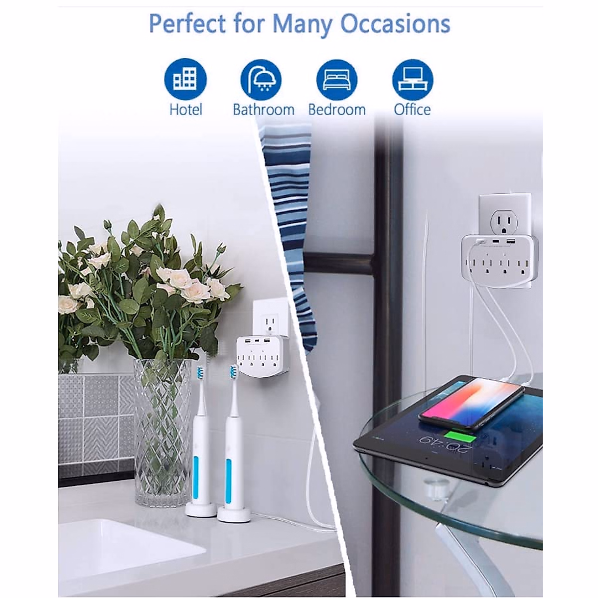 Phouqtem Hidden Camera WiFi Spy Camera Hidden Cameras Wall Charger Nanny Cam with USB Fast Charger Outlet HD 1080P Wireless for Home Security Secret Camera Charging Port with Video