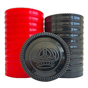 SEETOOOGAMES 24 Pieces 3 Inches Jumbo Replacement Checker Pieces Only-12red,12black